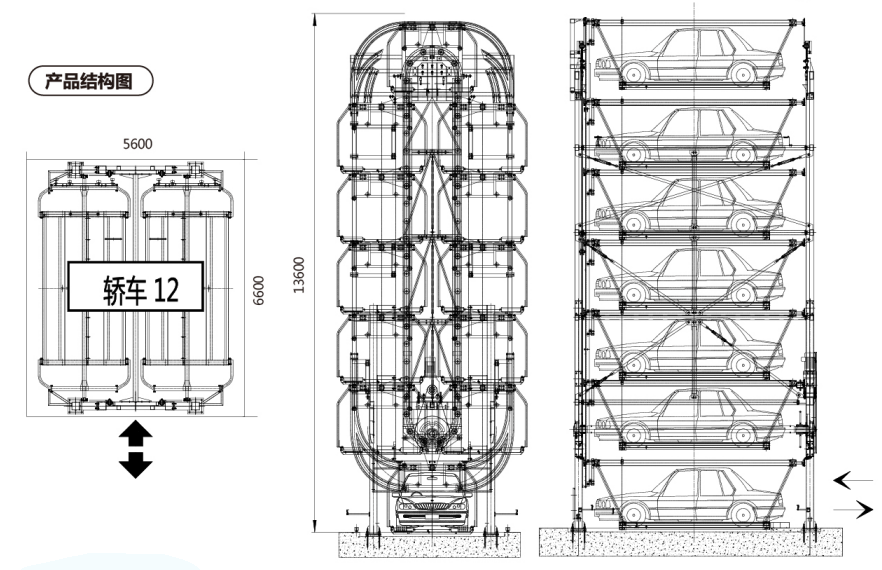 Rotary Tower Parking Space for 12 Cars - YKEINT-AUTO